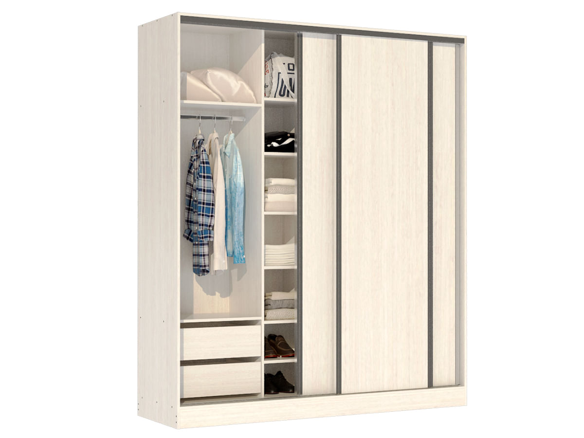 Mosconi - Placard premium Nature 3 puertas corredizas melamina 1,80 m ...